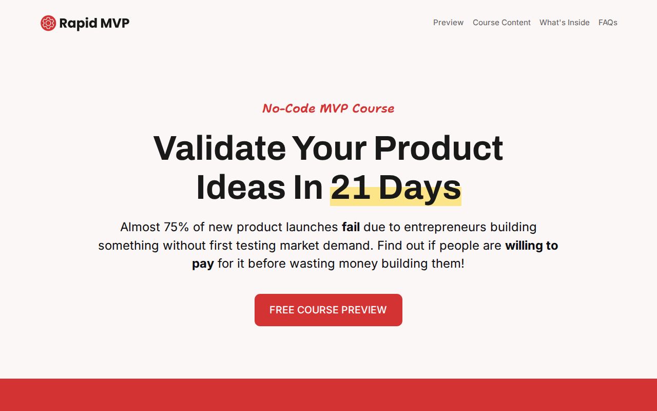No-Code MVP Course - Validate Your Startup Ideas In 21 Days